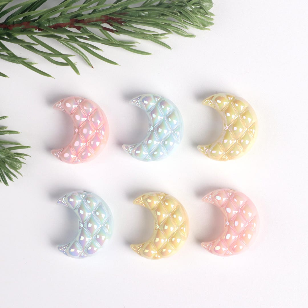 Candy Colored Moon Waffle Beads 20mm,crooked Moon Beads,resin Bead ...