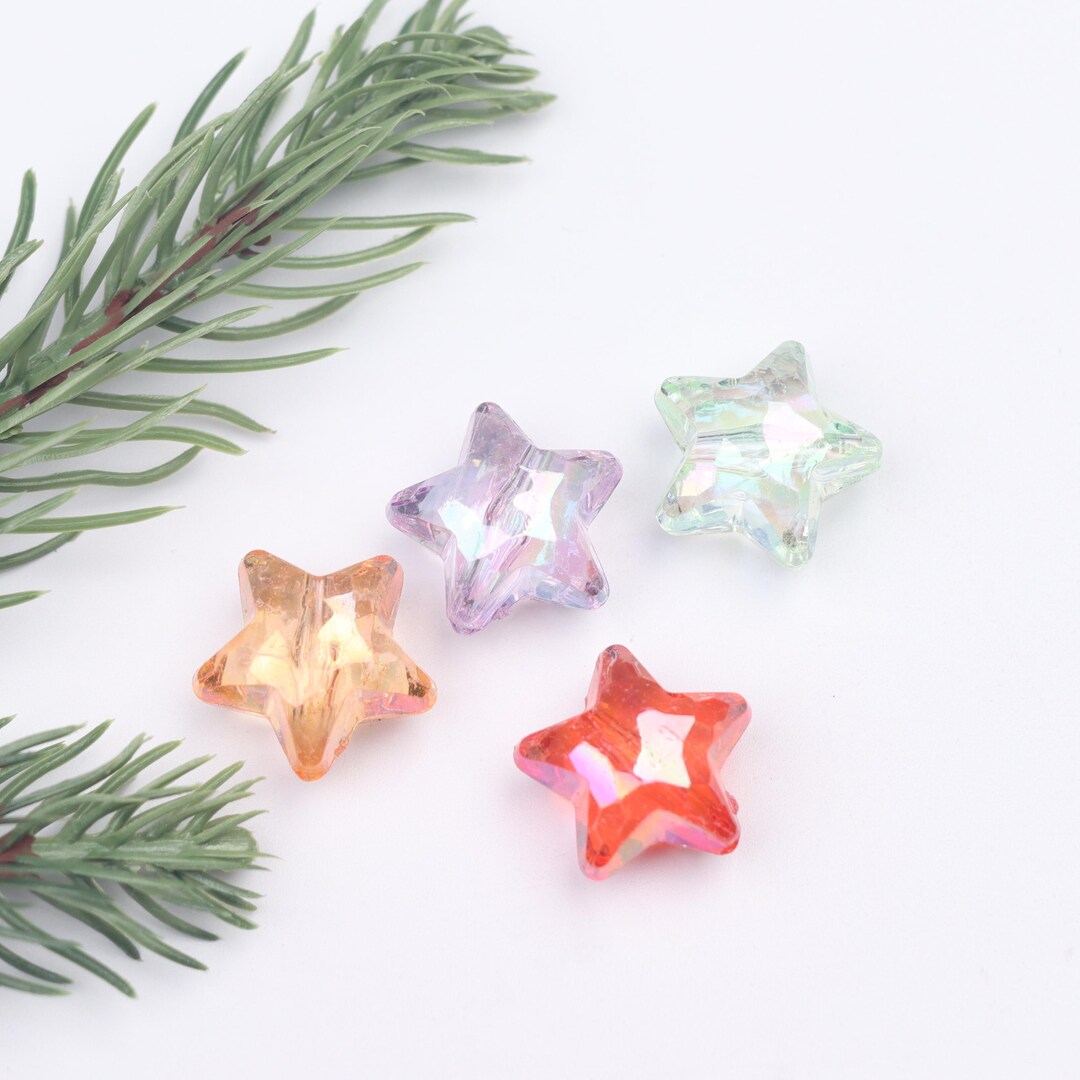 Colorful Star Acrylic Beads: Chunky Transparent Charms 19MM, Star ...