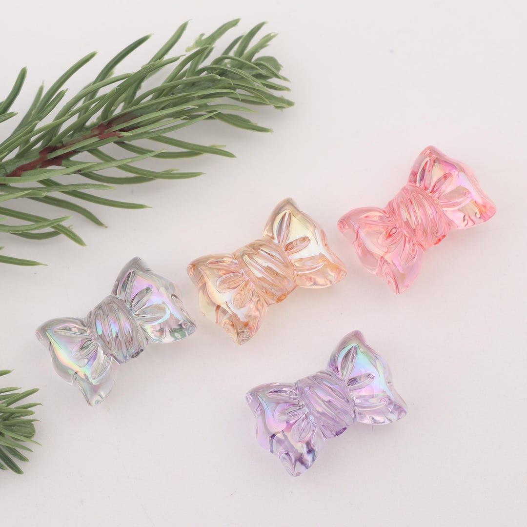 Pastel Acrylic Bow Beads: Transparent Knot Charms 16mm Chunky Bow Beads ...