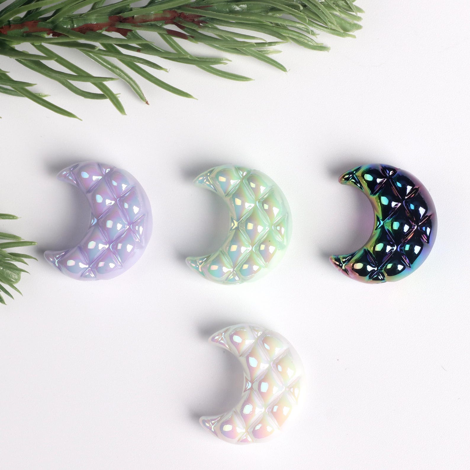 Candy Colored Moon Waffle Beads 20mm,crooked Moon Beads,resin Bead ...