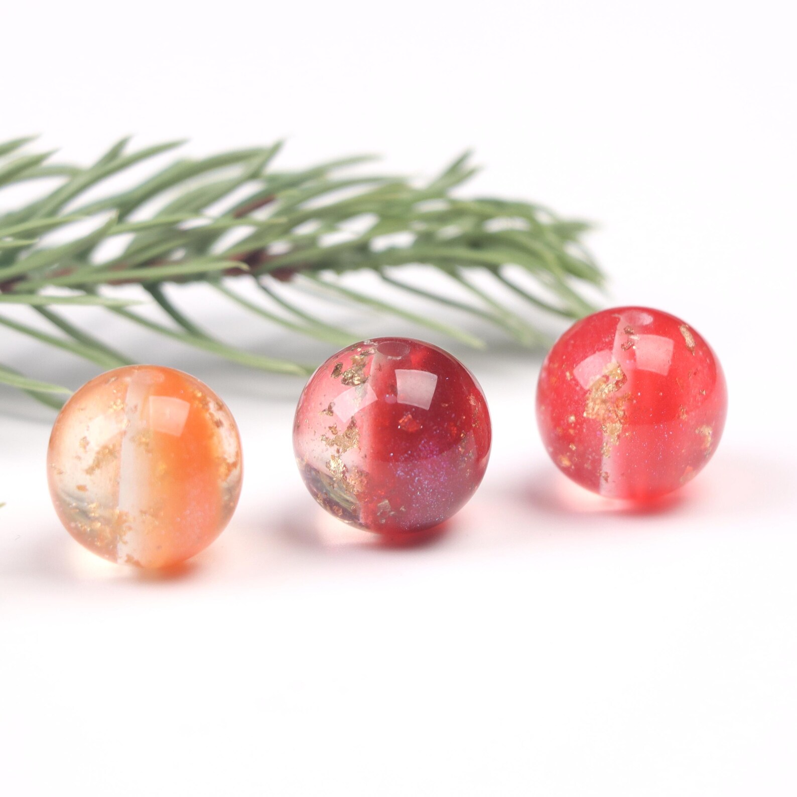 Two-tone Gold Foil Resin Beads,half Color Half Clear Beads With Gold ...