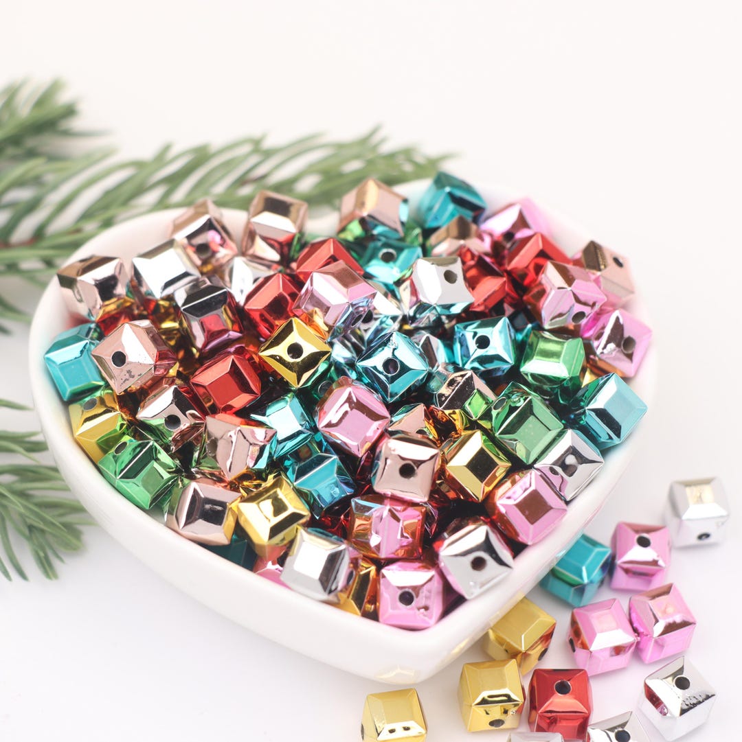 Metallic Chunky Little Cube Beads Wholesale,shiny Square Acrylic Beads ...