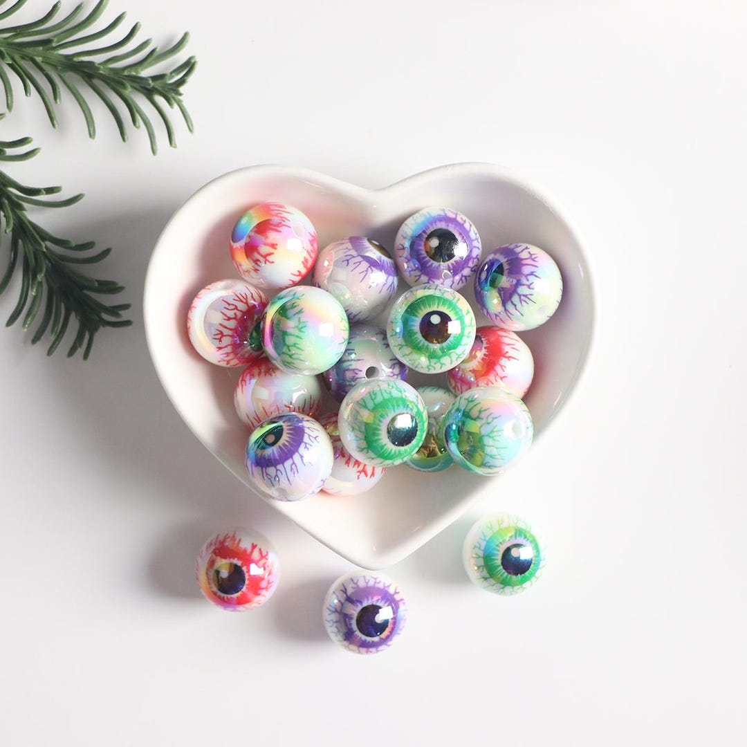 Halloween Eye Bead 15 MM,UV Bubblegum Acrylic Beads,eyeball Round Bead ...