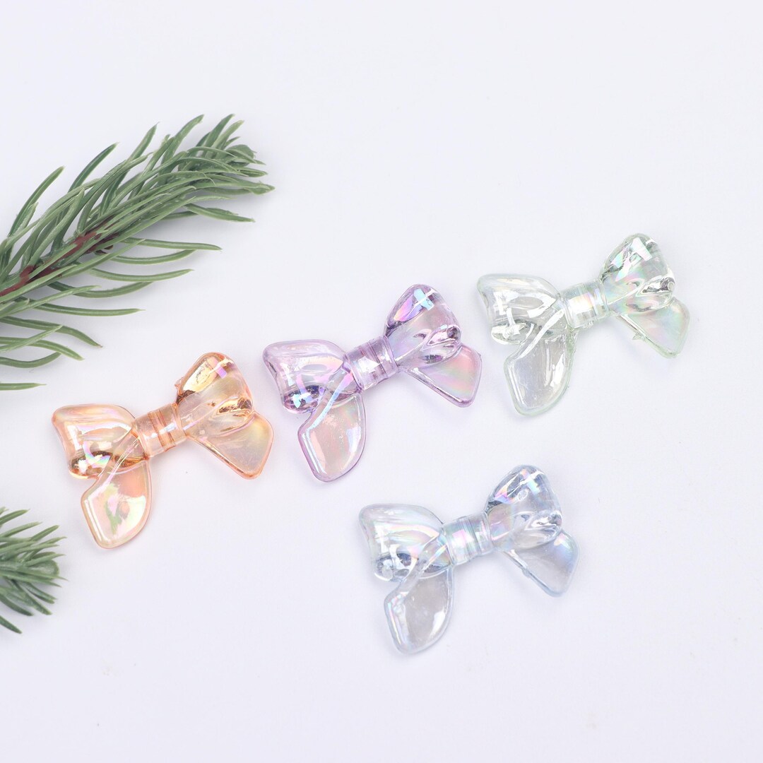 Colorful Transparent Bow Acrylic Bead,cute Pastel Bow Shaped Beads for ...
