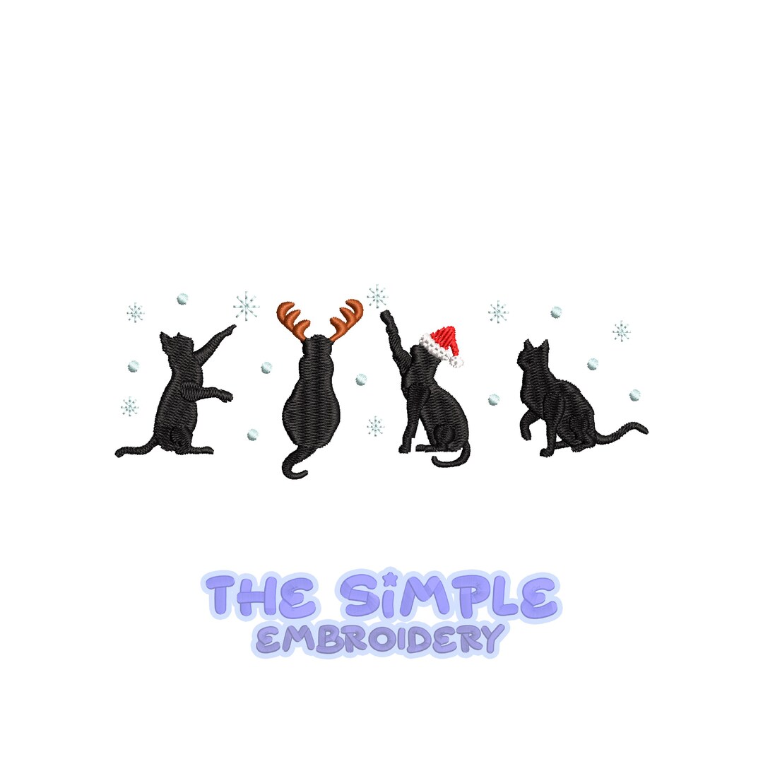 Christmas Cats Embroidery Design | Christmas Embroidery | Cute ...