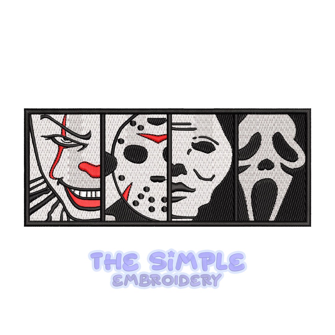 Scary Team Embroidery Design | Halloween Horror Friends | 4 Sizes ...