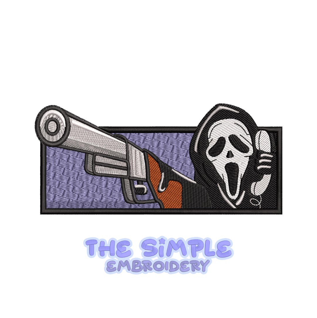 Armed Ghost Face Embroidery Designs Halloween Embroidery Files PES ...