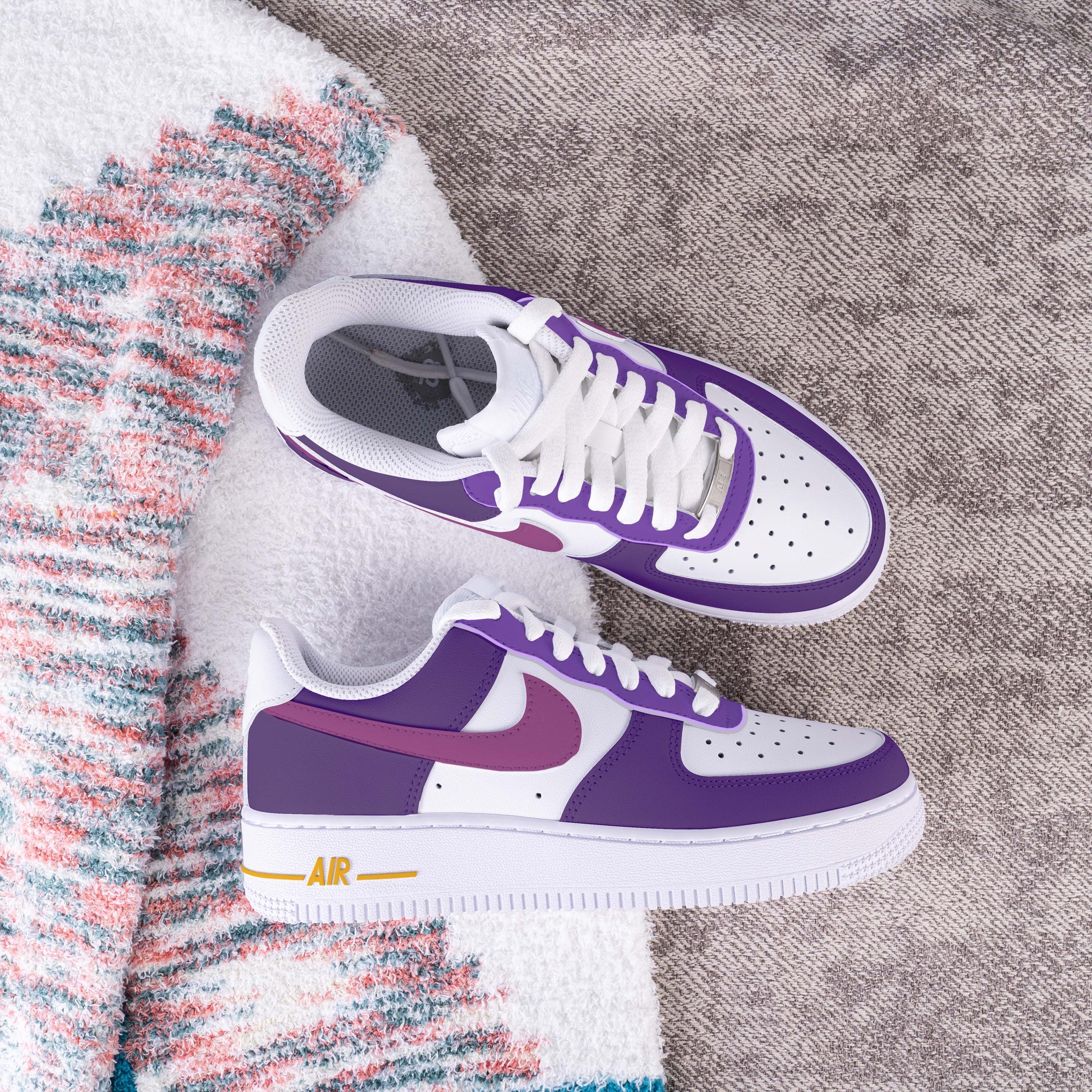 Custom Hand-painted Air Force 1 Purple and Gold Sneakers,personalized ...