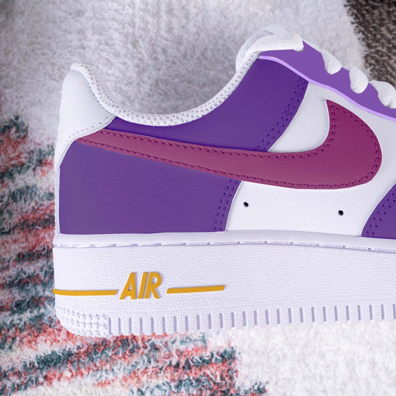 Custom Hand-painted Air Force 1 Purple and Gold Sneakers,personalized ...