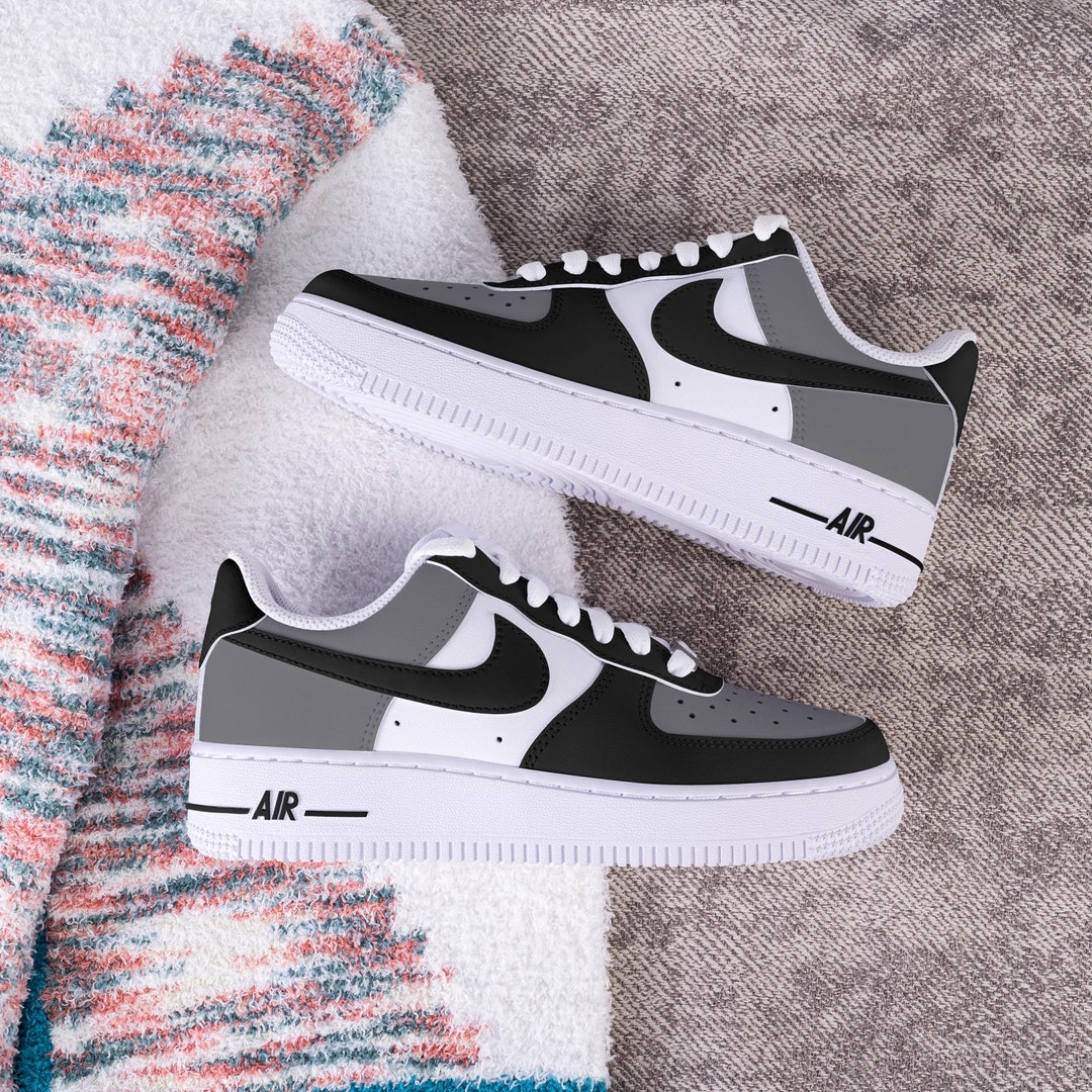 Custom Hand-painted Air Force 1 Sneakers,personalized Black and Grey ...