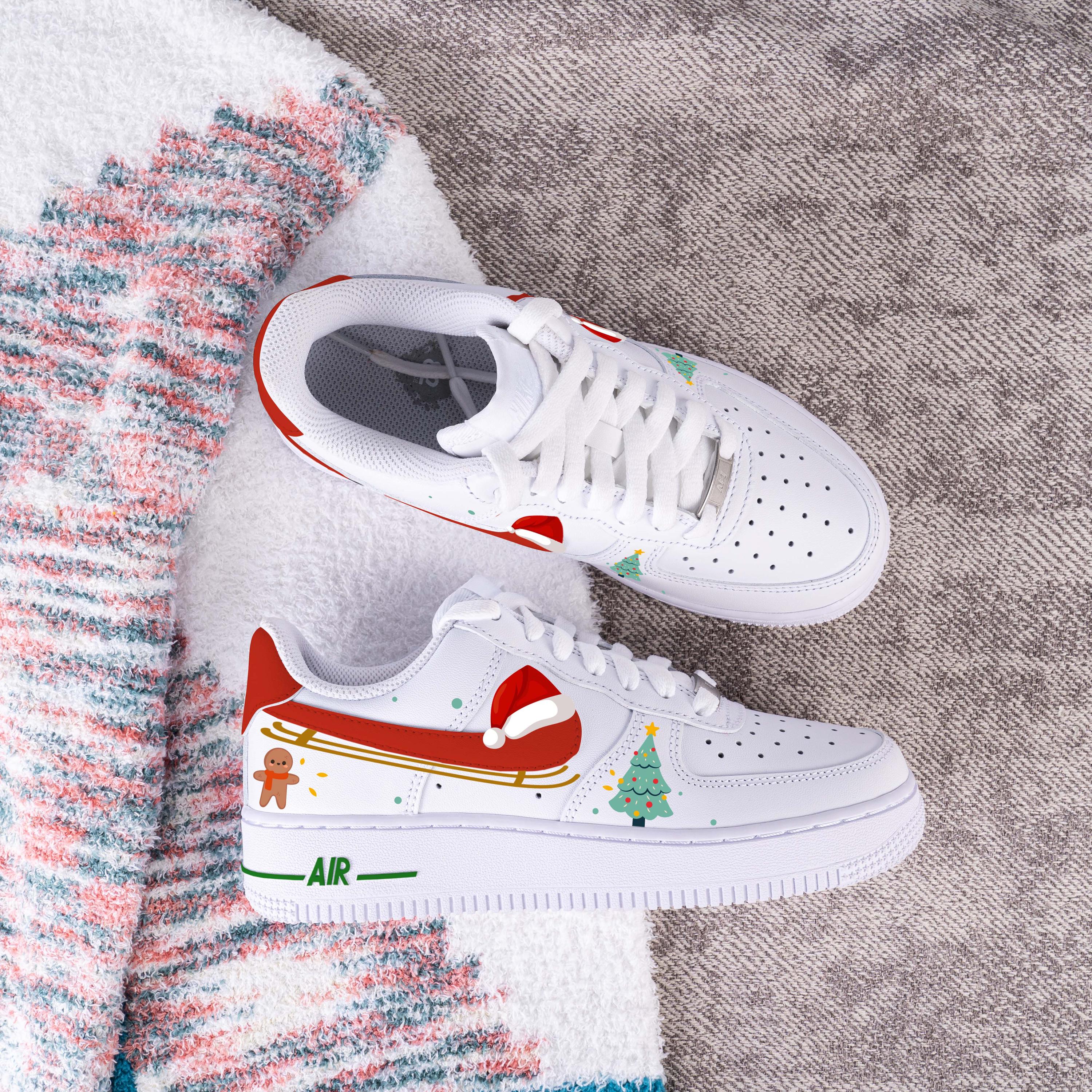 Custom Hand-painted Air Force 1 Christmas Sneakers,personalized Xmas ...