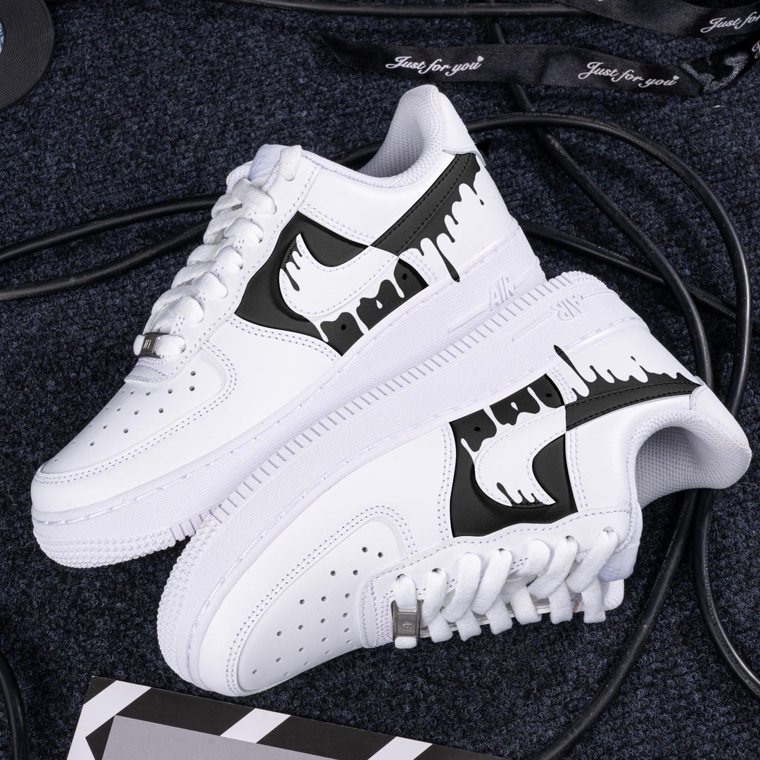 Custom Hand-painted Drip Air Force 1 Sneakers,personalized Black and ...