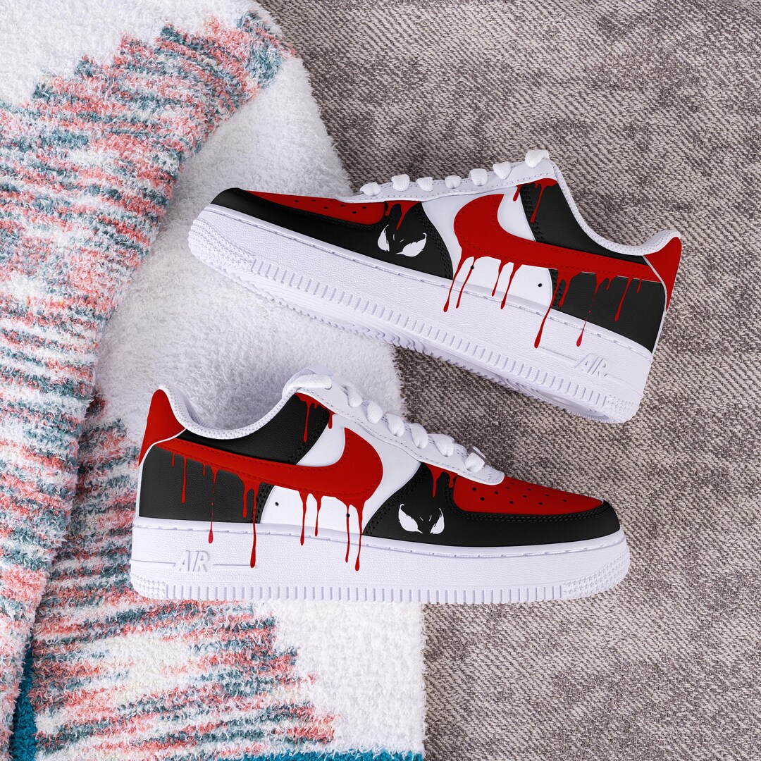 Custom Hand-painted Air Force 1 Bloody Drip Sneakers,personalized Black ...