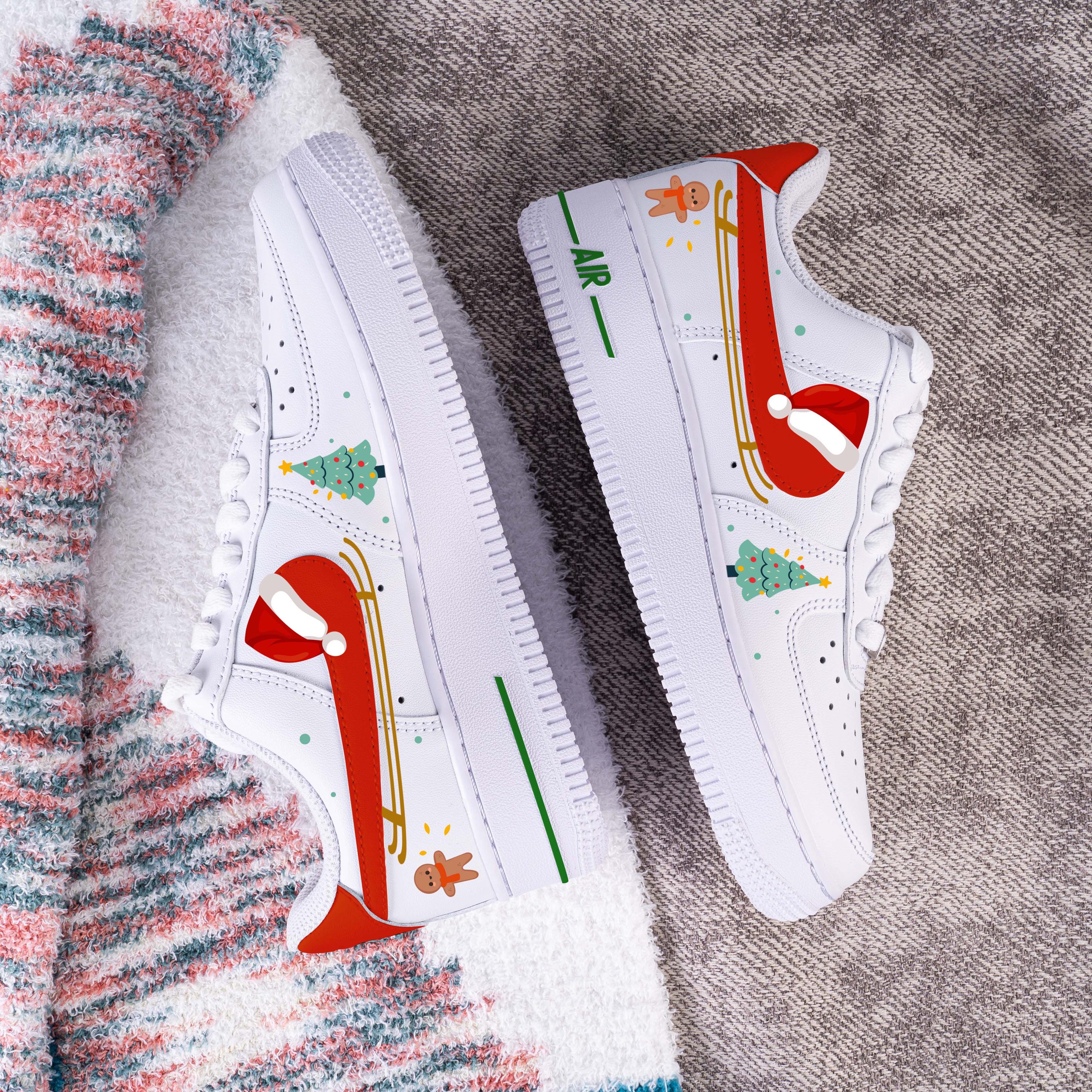 Custom Hand-painted Air Force 1 Christmas Sneakers,personalized Xmas ...