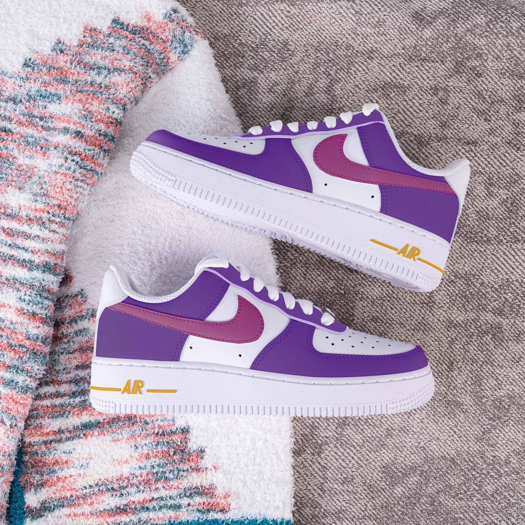 Custom Hand-painted Air Force 1 Purple and Gold Sneakers,personalized ...