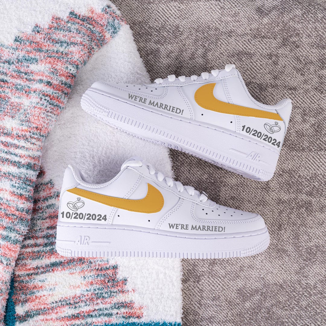 Custom Hand-painted Air Force 1 Wedding Bridal Groom Sneakers ...