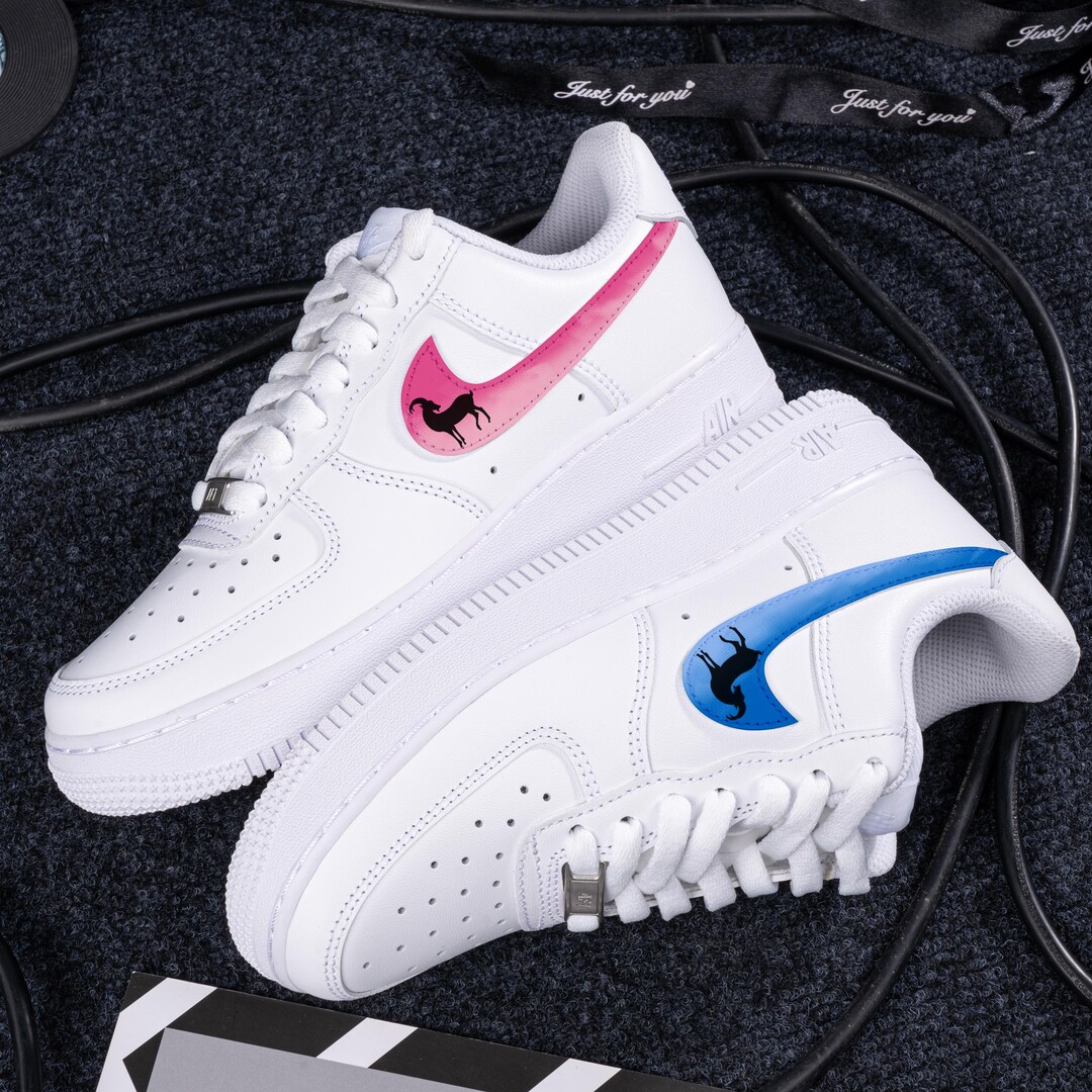 Custom Hand-painted Air Force 1 Sneakers,personalized Pink and Blue ...