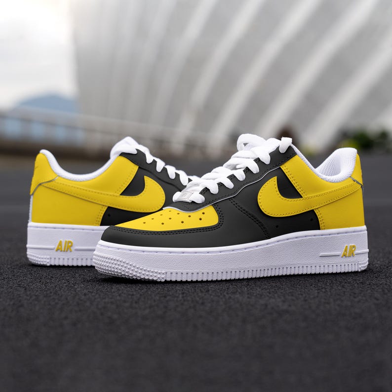 Custom Hand-painted Air Force 1 Sneakers,personalized Black and Yellow ...