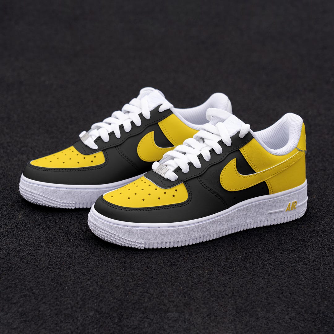 Custom Hand-painted Air Force 1 Sneakers,personalized Black and Yellow ...