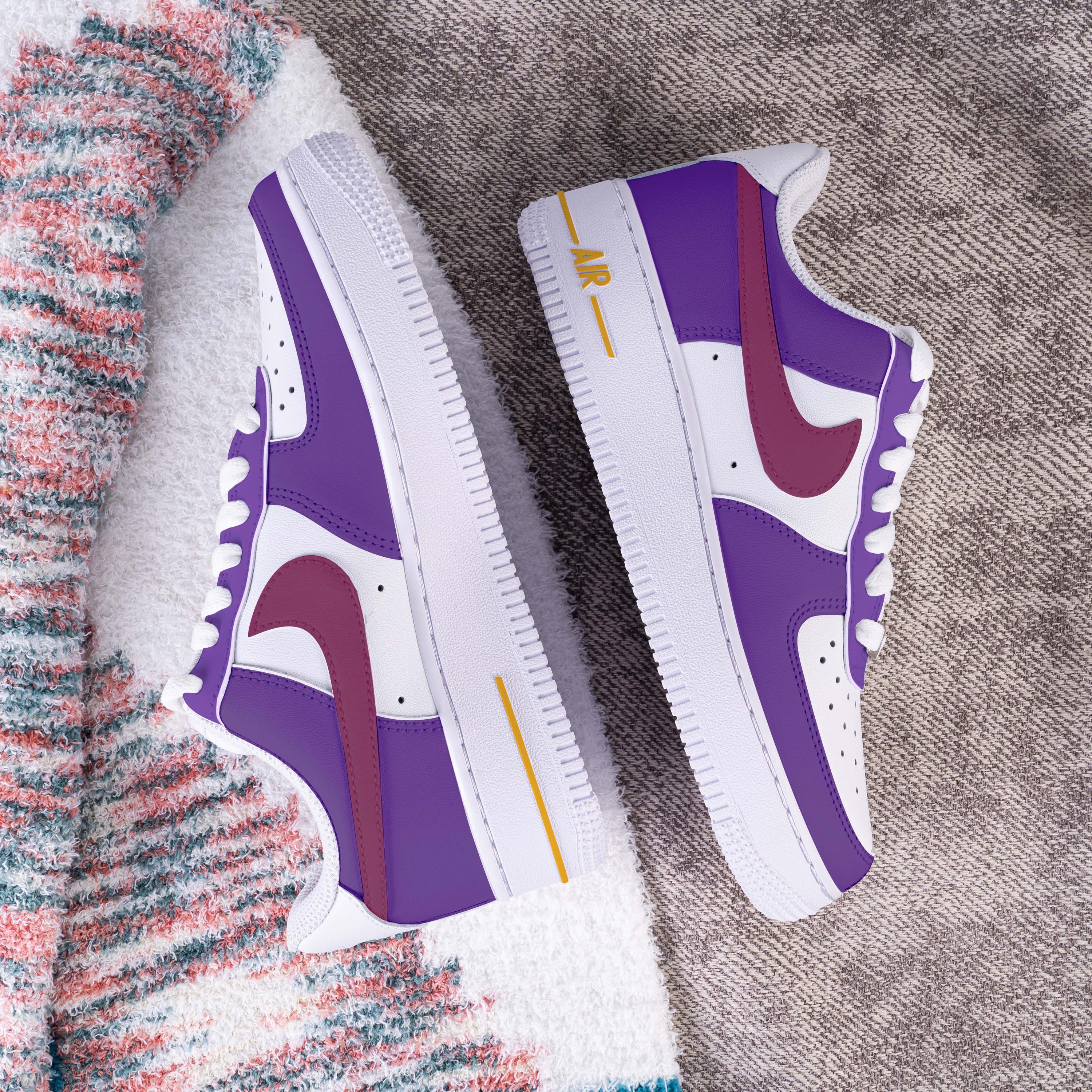 Custom Hand-painted Air Force 1 Purple and Gold Sneakers,personalized ...