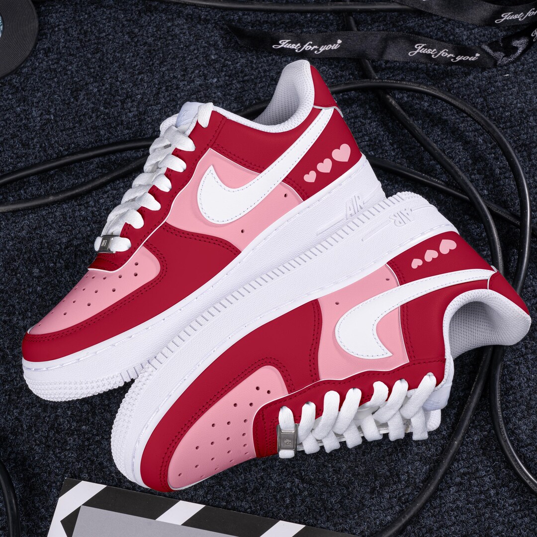 Custom Hand-painted Air Force 1 Sneakers,personalized Red and Pink ...