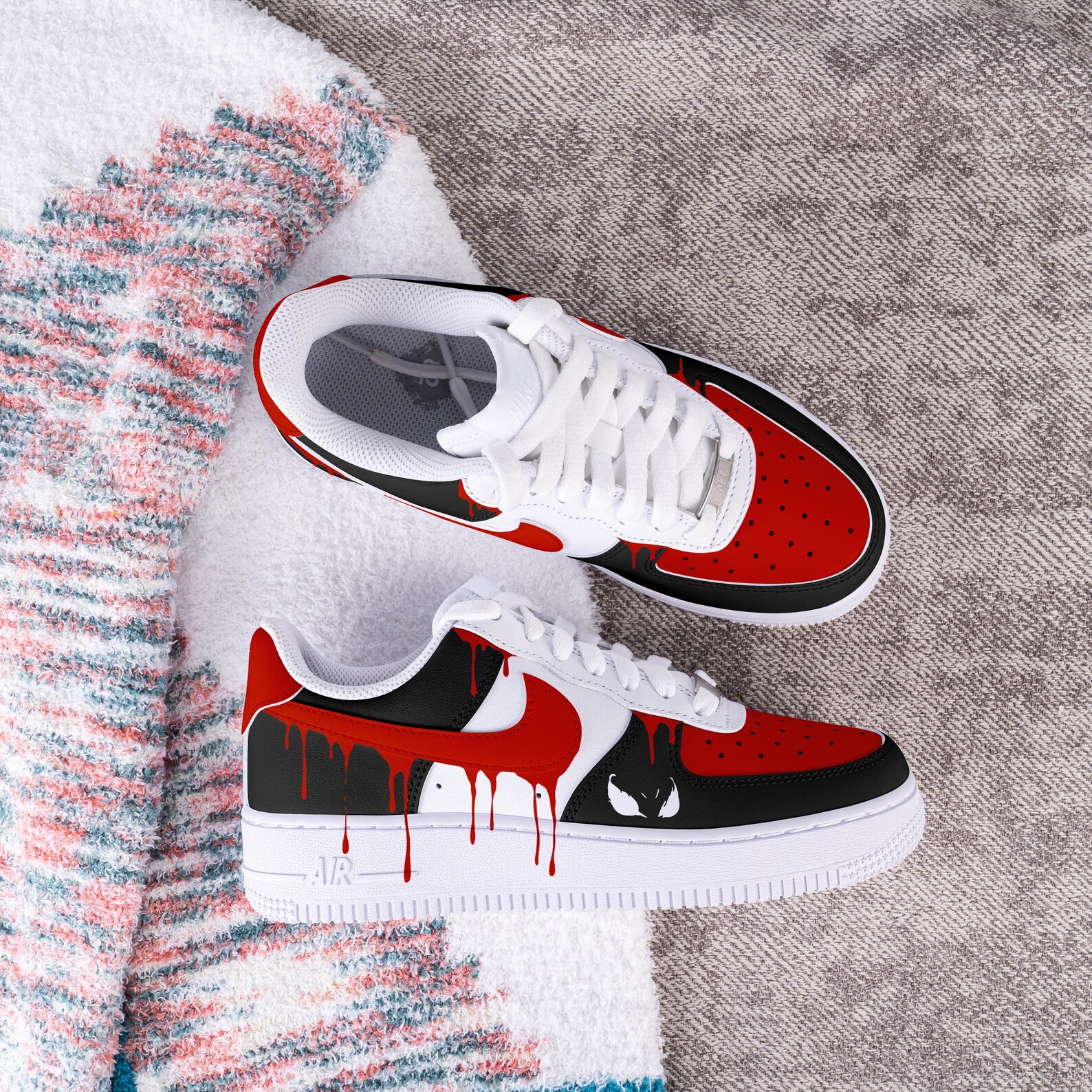 Custom Hand-painted Air Force 1 Bloody Drip Sneakers,personalized Black ...