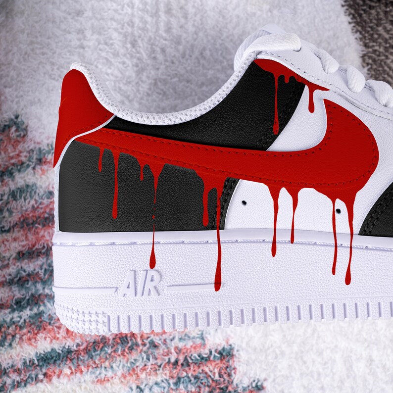 Custom Hand-painted Air Force 1 Bloody Drip Sneakers,personalized Black ...