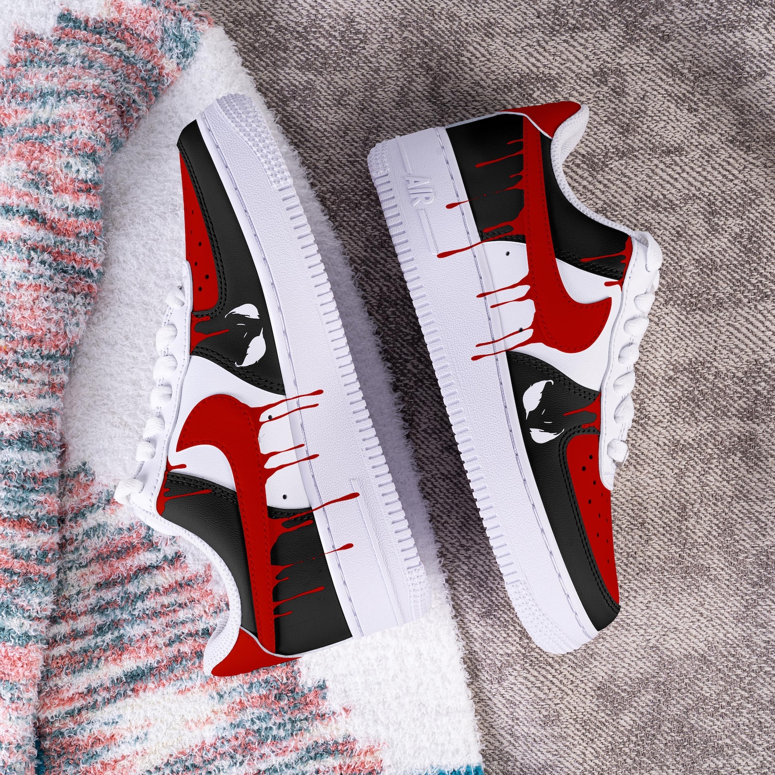 Custom Hand-painted Air Force 1 Bloody Drip Sneakers,personalized Black ...