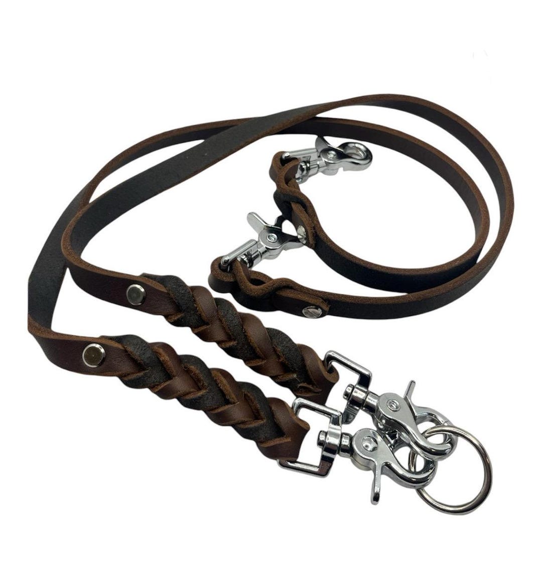 Complete Set | 2 Leather Connectors Including a Ring - for 2 Dogs on ...