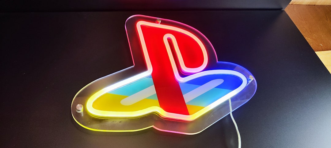 Playstation Logo Neon Sign, Wall Art Neon Decor, Interior Design, Gamer ...