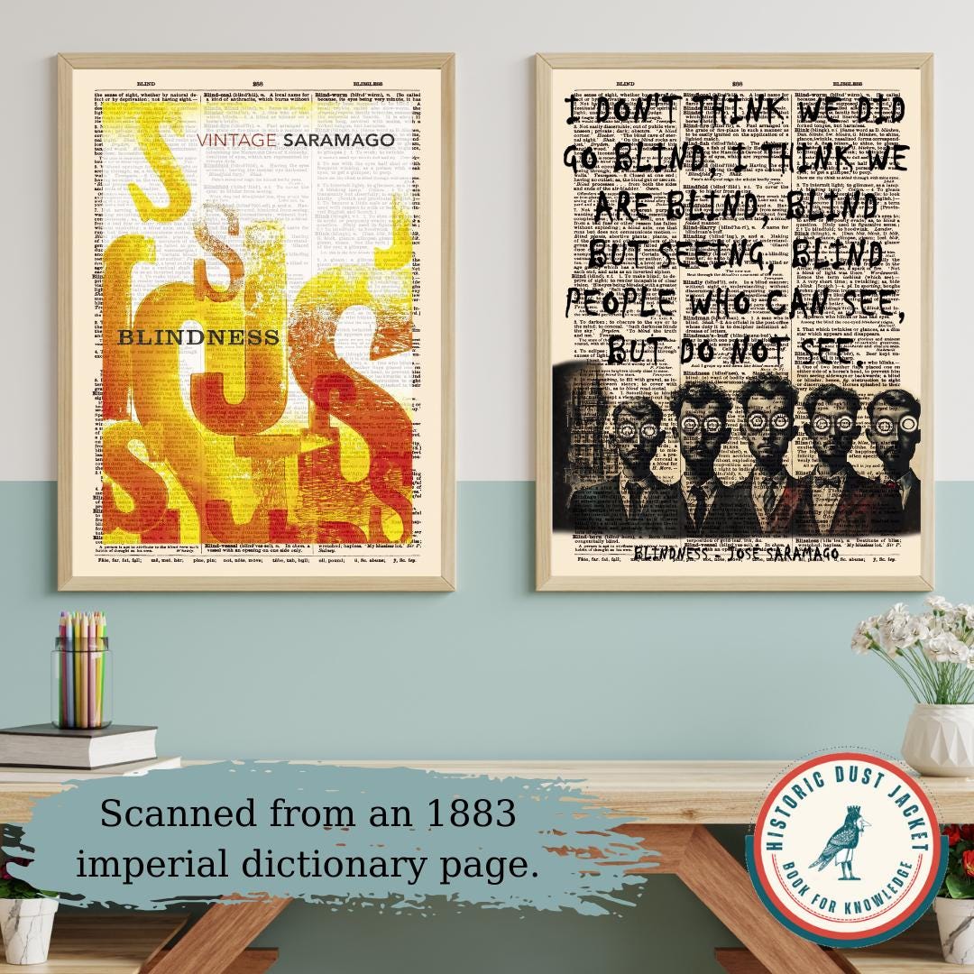 Printable 'blindness' Book Cover Art, Vintage Book Cover, José Saramago ...