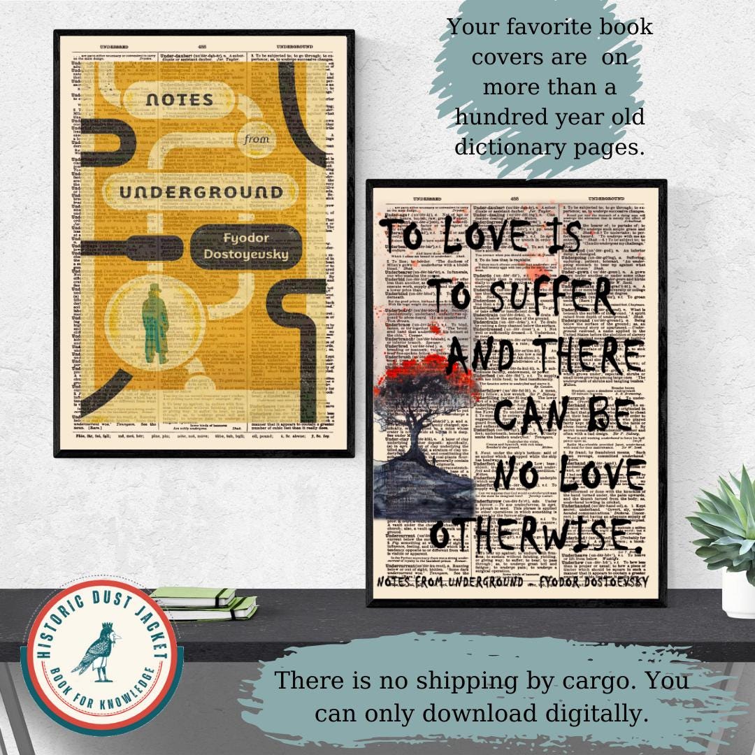 Printable 'notes From Underground' Book Cover Art, Vintage Book Cover ...