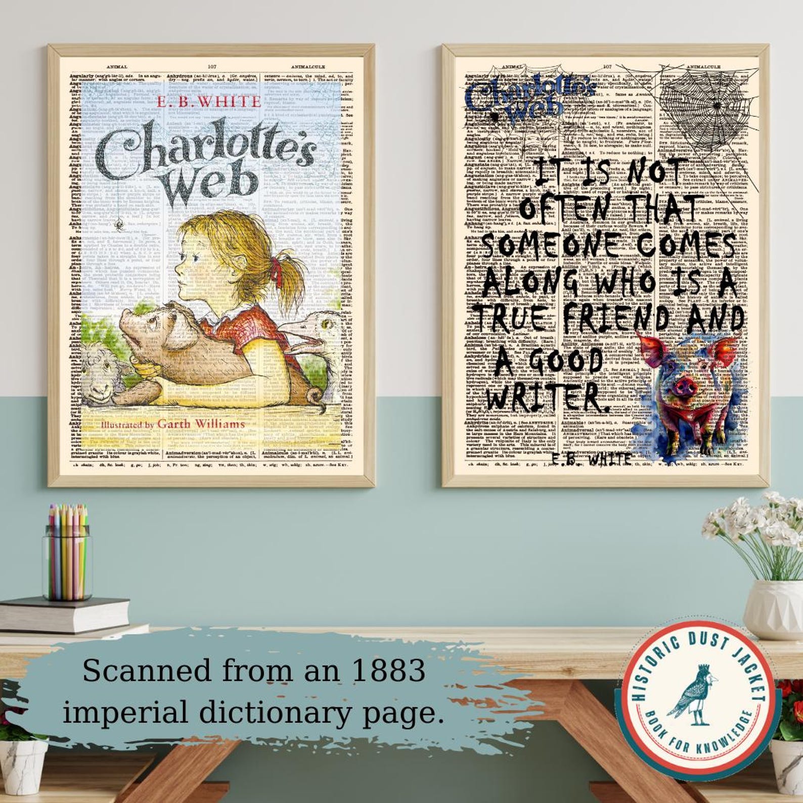 Printable 'charlotte's Web' Book Cover Art, Vintage Book Cover, Poster ...
