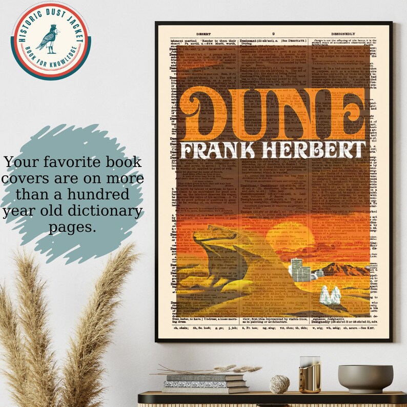 Printable 'dune' Book Cover Print on Vintage Dictionary Page, Dune Book ...