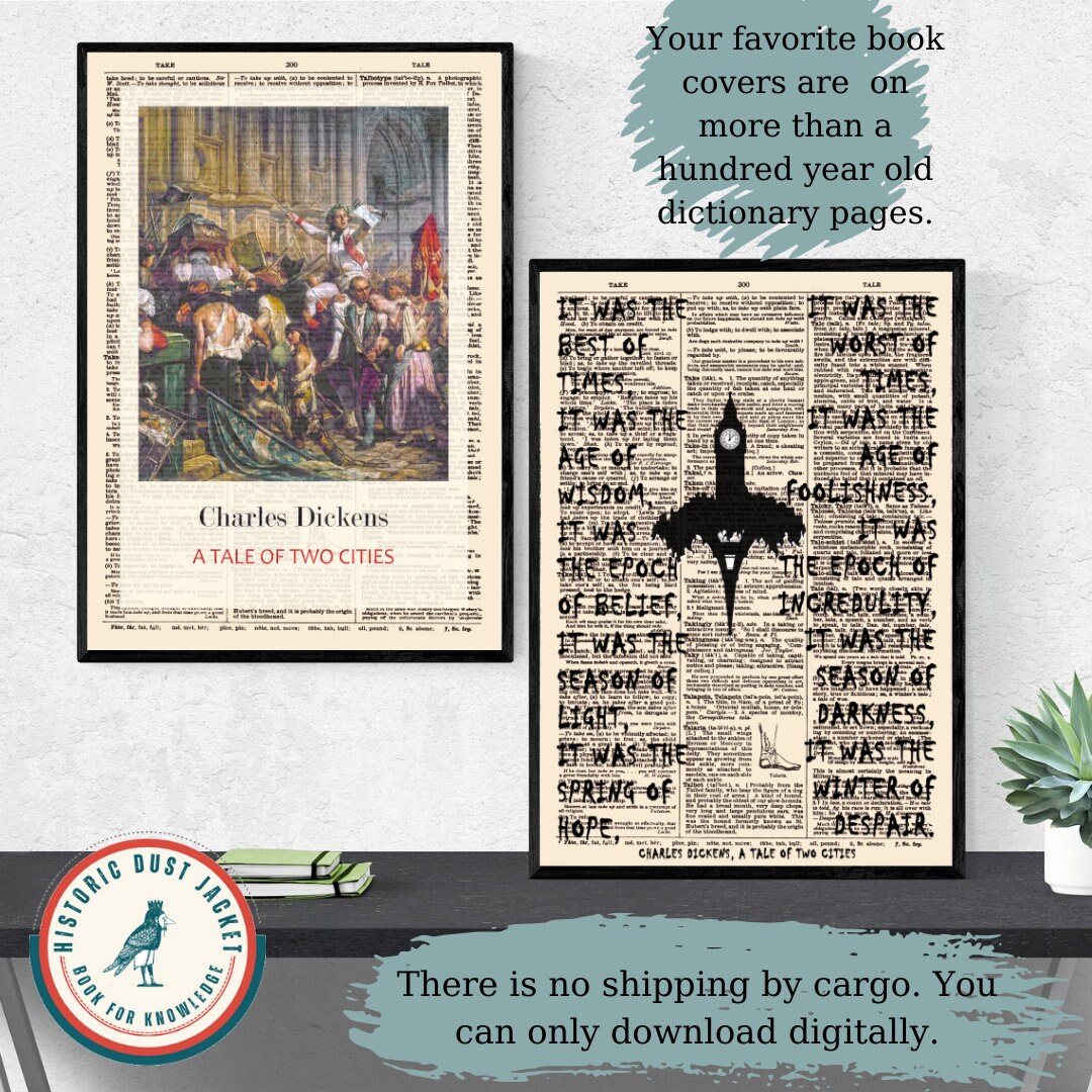 Printable 'A Tale of Two Cities' Book Cover Art, Vintage Book Cover ...