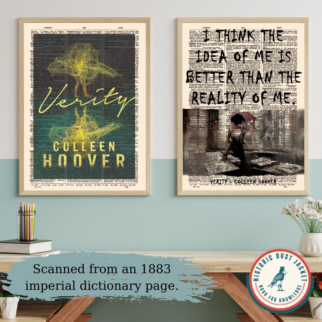 Printable 'verity' Book Cover Art, Vintage Book Cover, Colleen Hoover ...