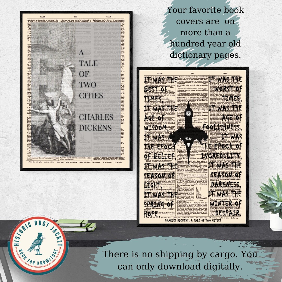 Printable 'A Tale of Two Cities' Book Cover Art, Vintage Book Cover ...