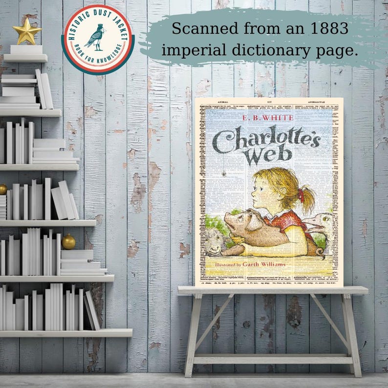 Printable 'charlotte's Web' Book Cover Art, Vintage Book Cover, Poster ...