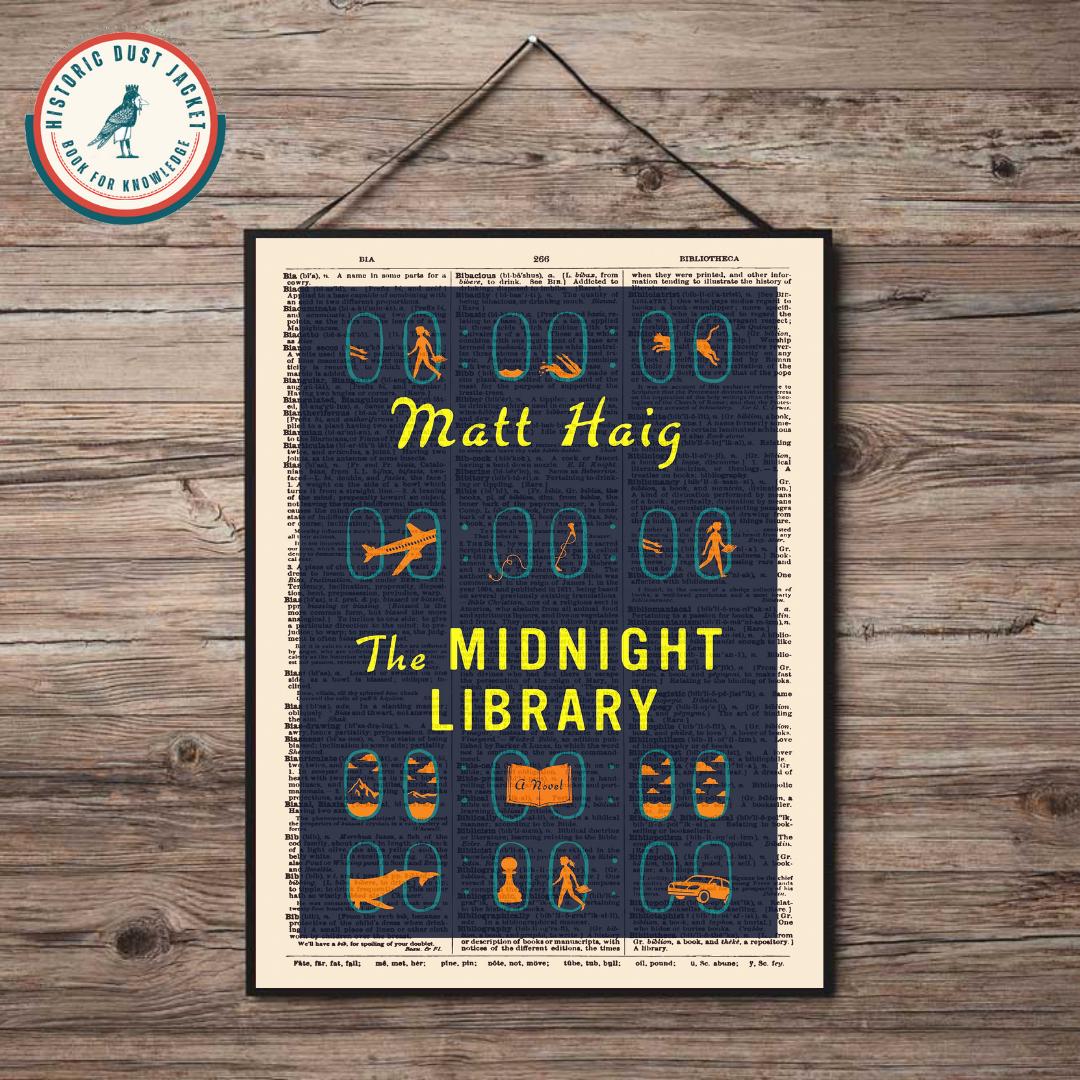 Printable 'the Midnight Library ' Book Cover Art, Vintage Book Cover ...