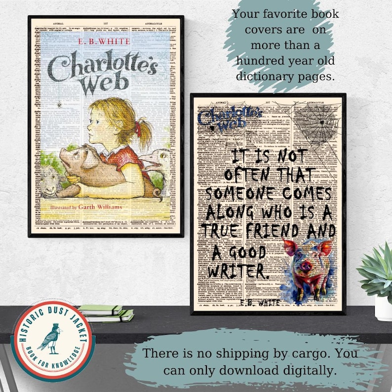 Printable 'charlotte's Web' Book Cover Art, Vintage Book Cover, Poster ...