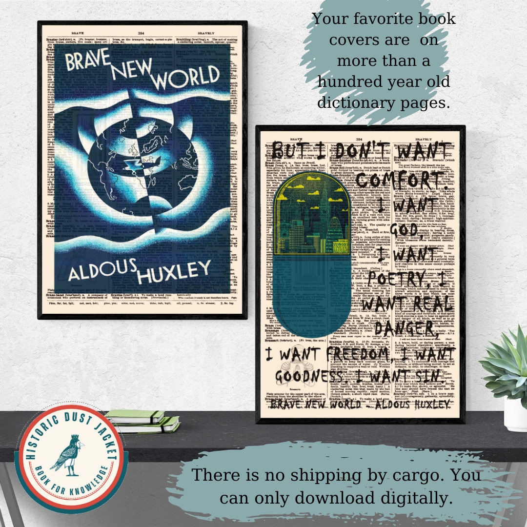 Printable 'brave New World' Book Cover Art, Vintage Book Cover, Aldous ...