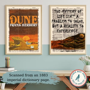 Printable 'dune' Book Cover Print on Vintage Dictionary Page, Dune Book ...