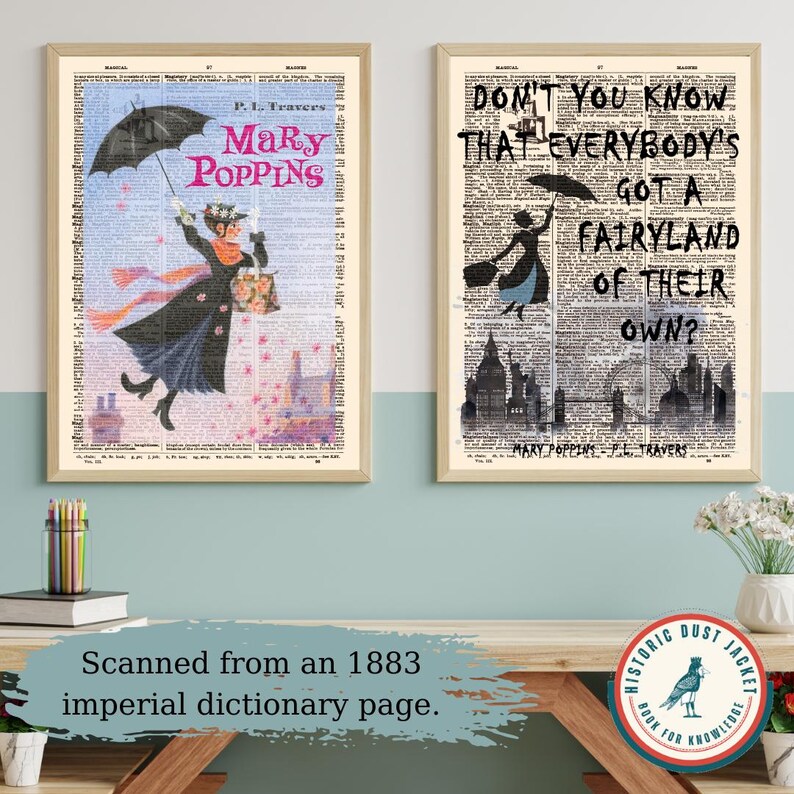 Printable 'mary Poppins' Book Cover Art, Vintage Book Cover, Poster ...