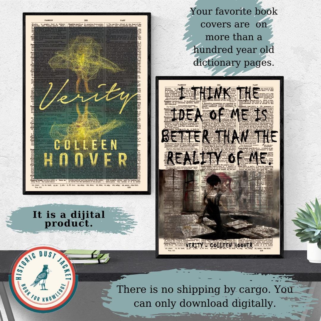 Printable 'verity' Book Cover Art, Vintage Book Cover, Colleen Hoover ...