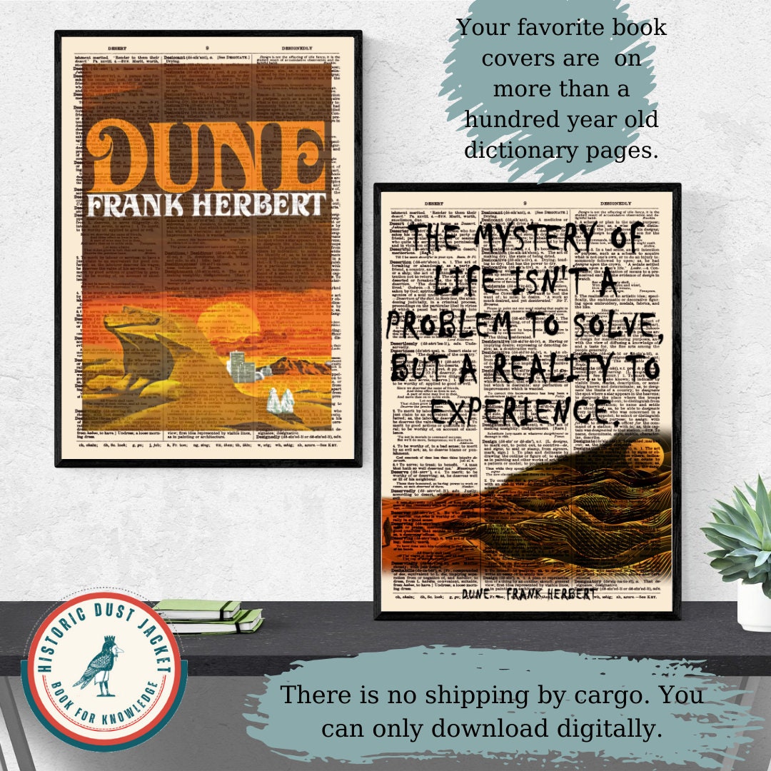 Printable 'dune' Book Cover Print on Vintage Dictionary Page, Dune Book Art, Dune Poster Wall ...