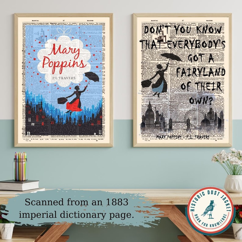 Printable 'mary Poppins' Book Cover Art, Vintage Book Cover, Poster ...