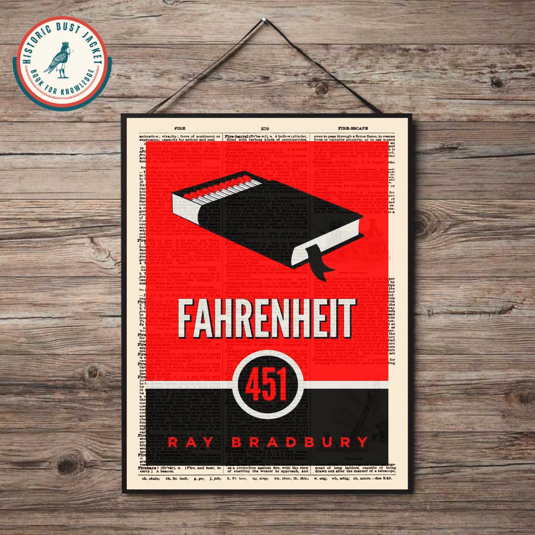 Printable 'fahrenheit 451' Book Cover Art, Vintage Book Cover, Ray ...