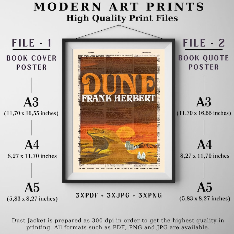 Printable 'dune' Book Cover Print on Vintage Dictionary Page, Dune Book ...