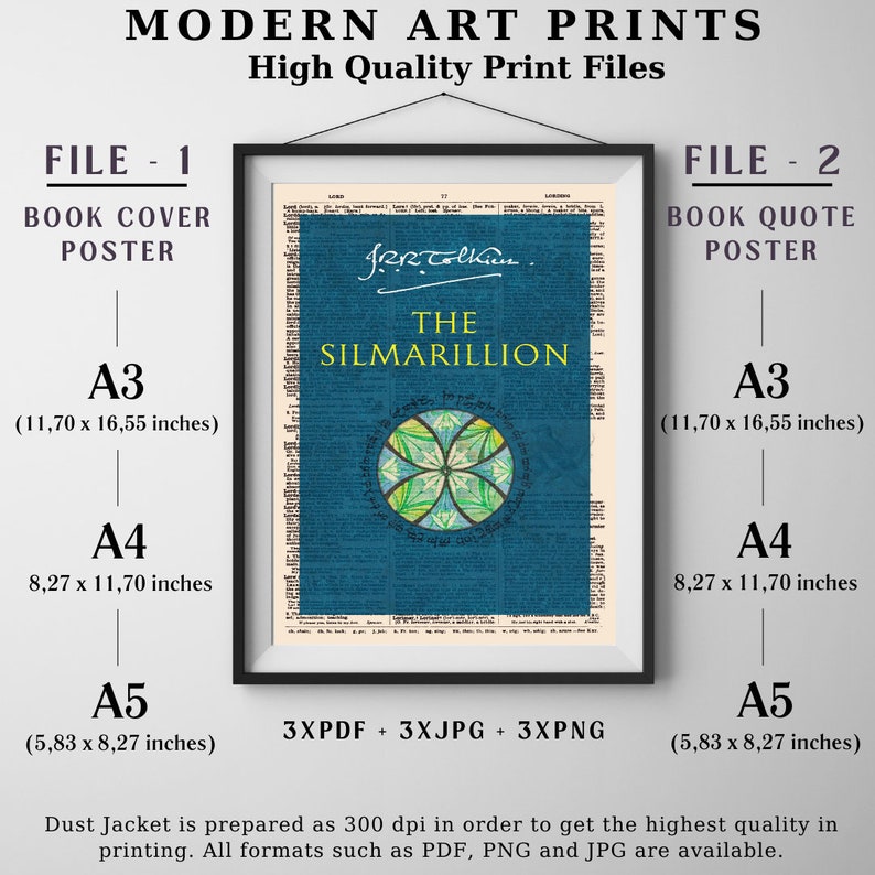 Printable 'silmarillion' Book Cover Art, Vintage Book Cover, J R R ...