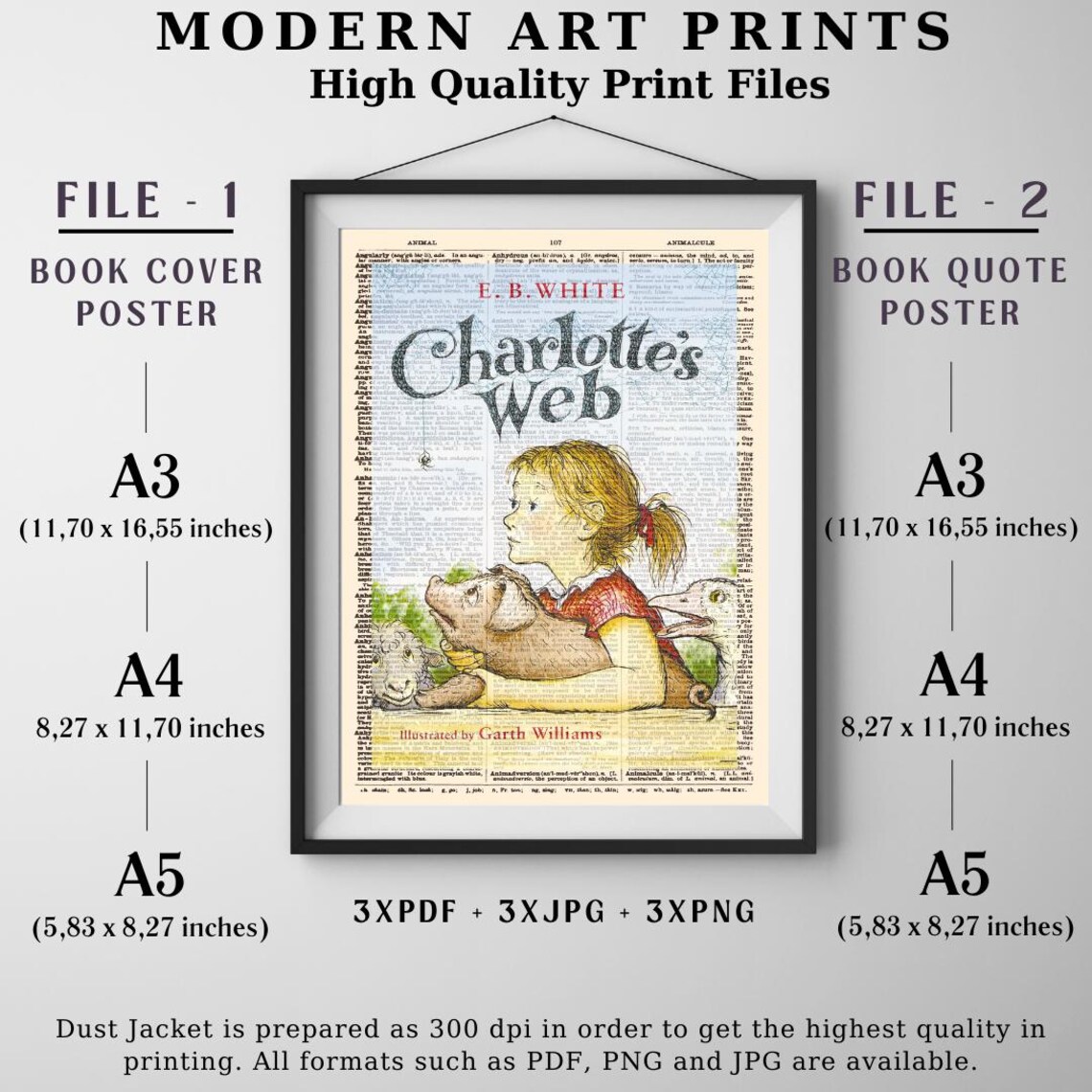 Printable 'charlotte's Web' Book Cover Art, Vintage Book Cover, Poster ...